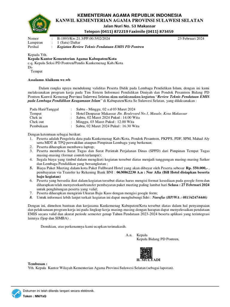 Und Kegiatan Peserta EMIS 2024 TTE New Rev Fix | PDF