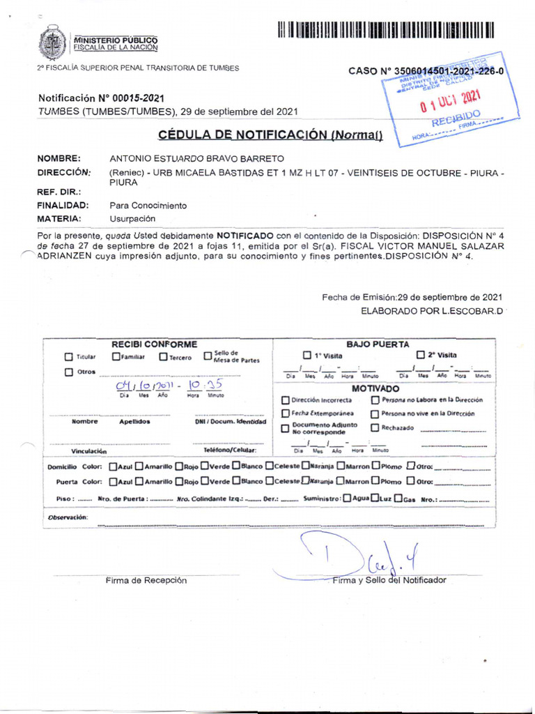 Cedula de Notificación | Descargar gratis PDF | Fiscal | Justicia