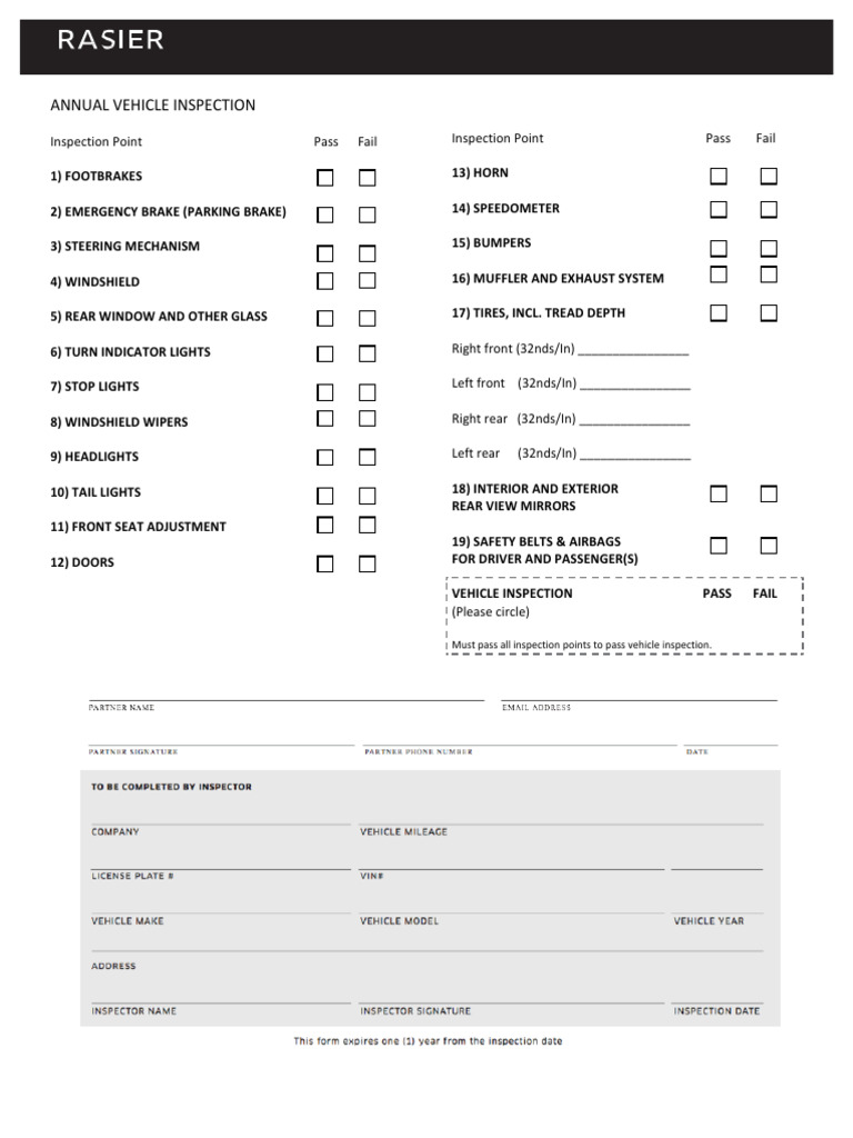 Annual Uber Vehicle Inspection Report | PDF | Cars Of The United States ...