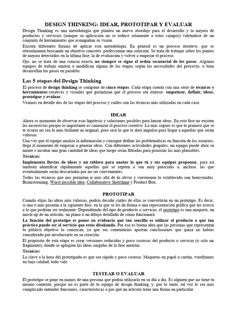 Design Thinking: Proceso y Técnicas | PDF | El pensamiento de diseño