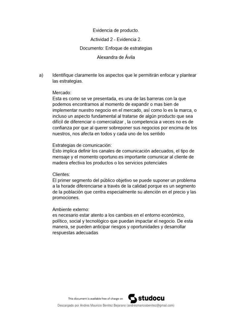Evidencia 2 Actividad 2 Documento Estrategias de Negocio | PDF | Marketing | Mercado (economía)