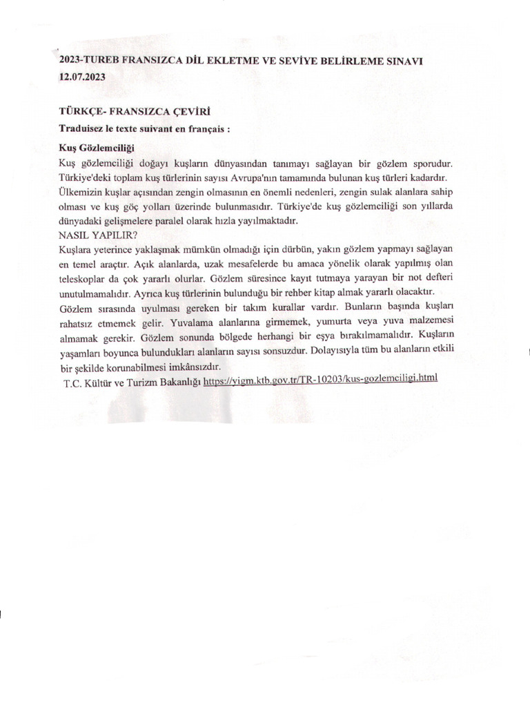 Fransizca Temmuz 2023 Cevap Anahtari | PDF