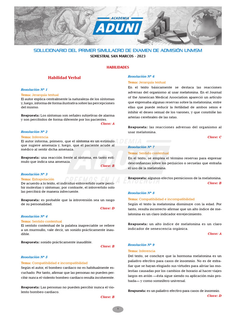 1 Sim Tip Adm UNMSM SSM 2023-Solucionario | PDF
