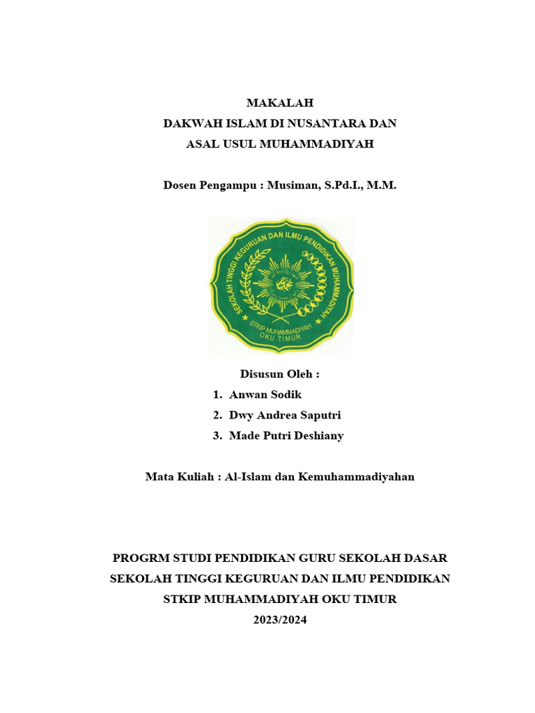 Dakwah Islam dan Muhammadiyah di Nusantara | PDF