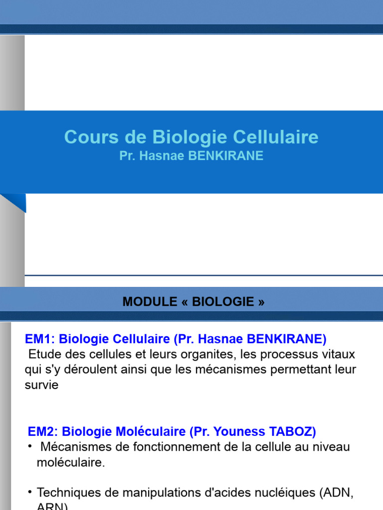 Cours de Biologie Cellulaire | PDF | Cellule (Biologie) | Prokaryota