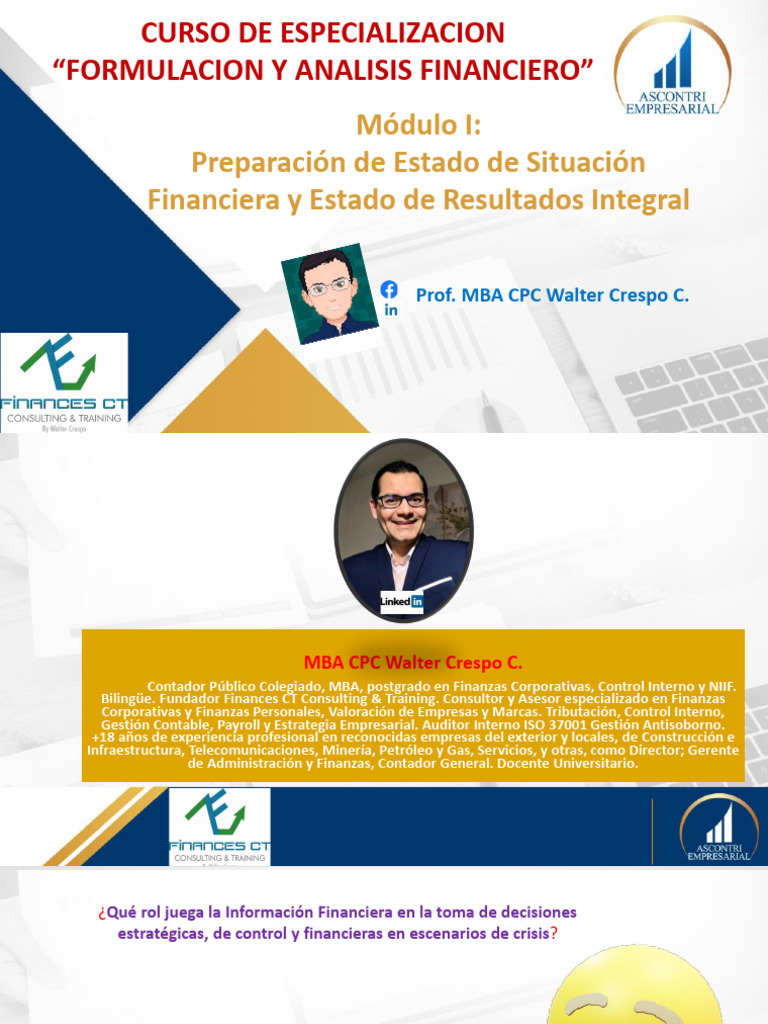 CURSO ESPECIALIZADO FORMULACION Y ANALISIS FINANCIERO - Modulo 1 - Prof ...