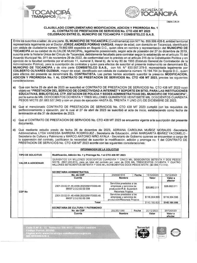 Clausulado Complementario Ad Mod PR Cto 438 MT 2023 | PDF