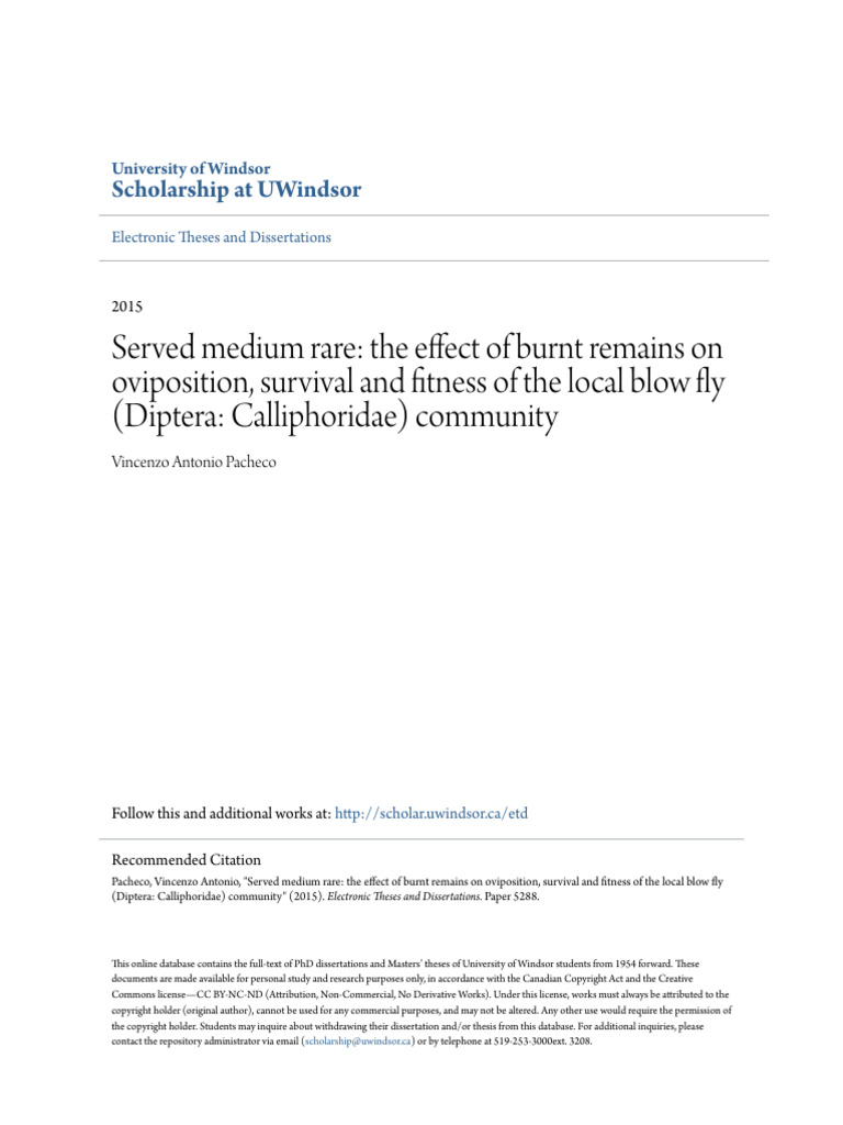 Served Medium Rare: The Effect of Burnt Remains On Oviposition ...