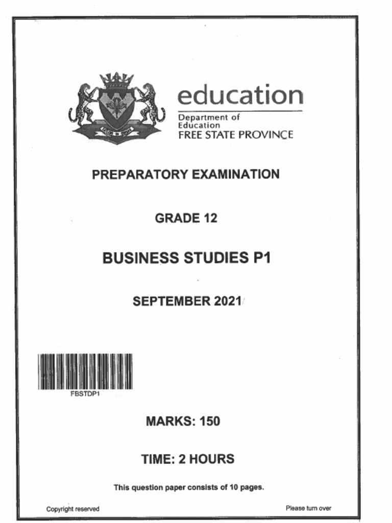 Business Studies P1 Prep Sept 2021 Eng | PDF