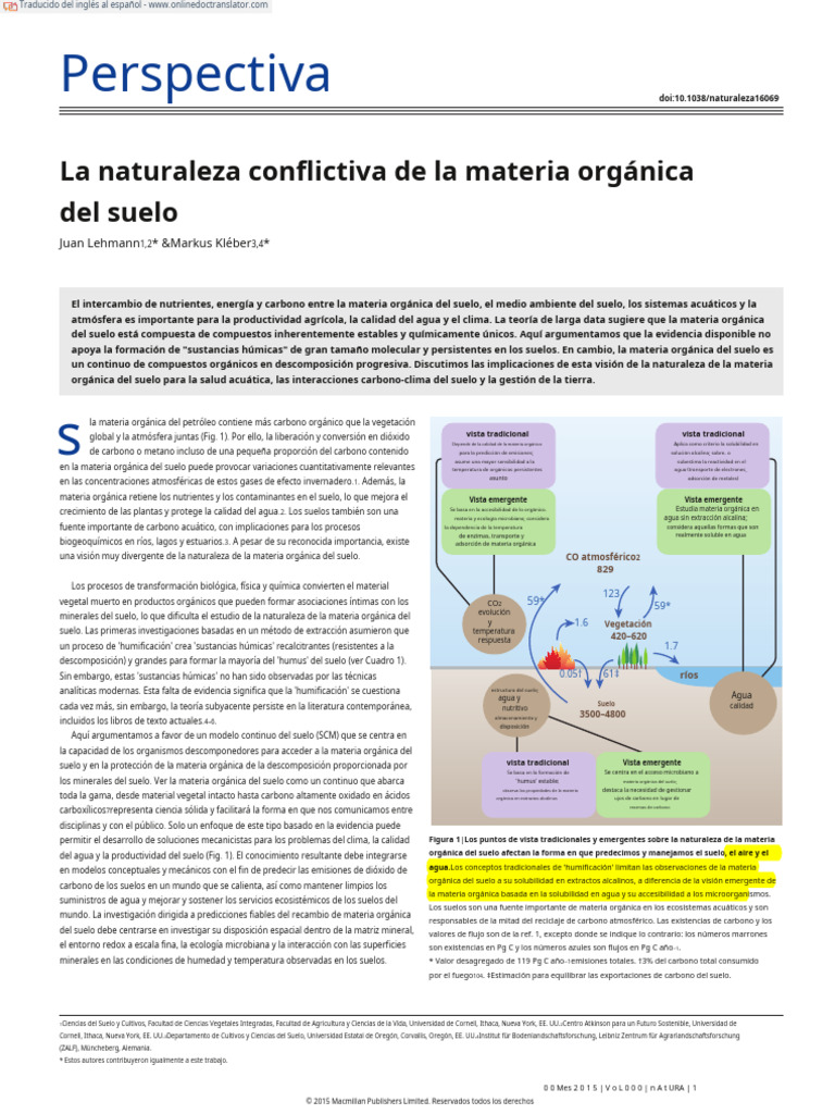 2015, Lehmann, The Continium Nature of Soil Organic Matter - En.es ...