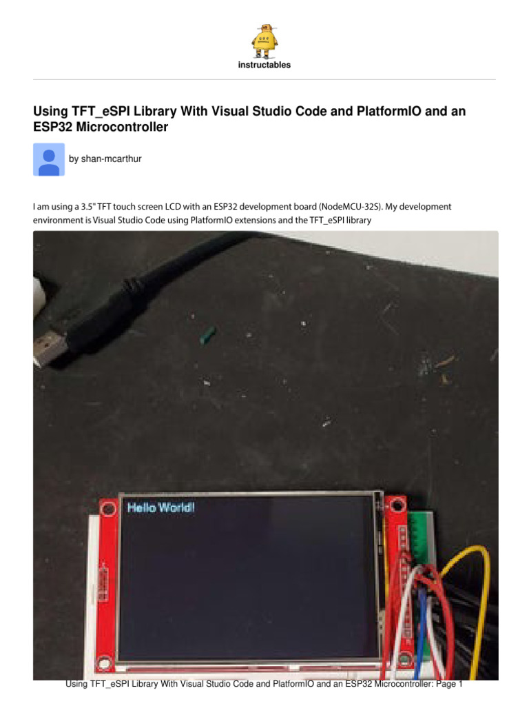 ESP32 TFT_eSPI Setup with VS Code | PDF | Liquid Crystal Display ...
