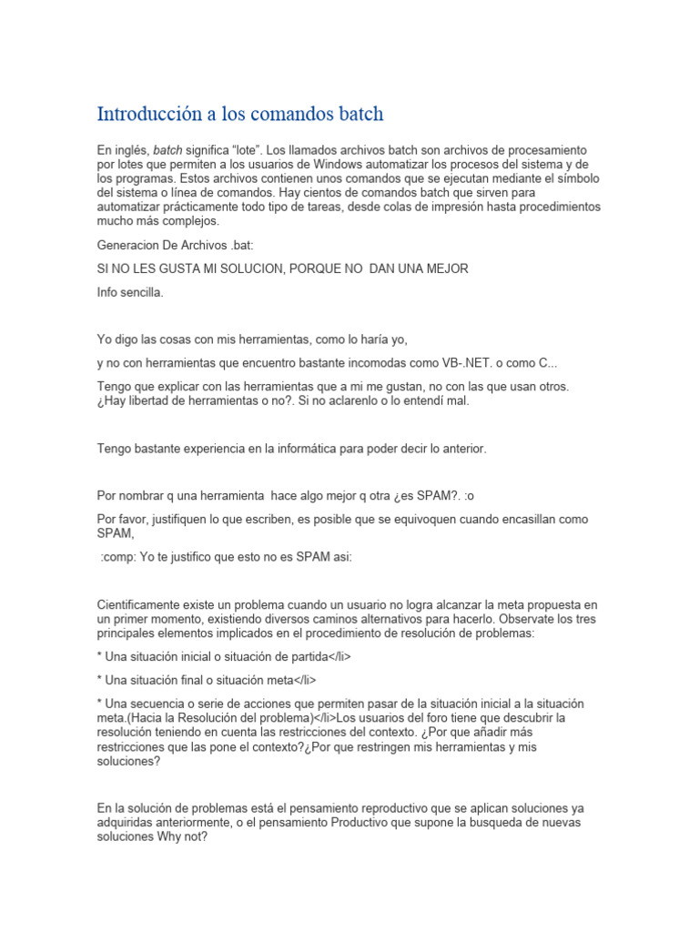 Introducción A Los Comandos Batch | PDF | Archivo de computadora ...
