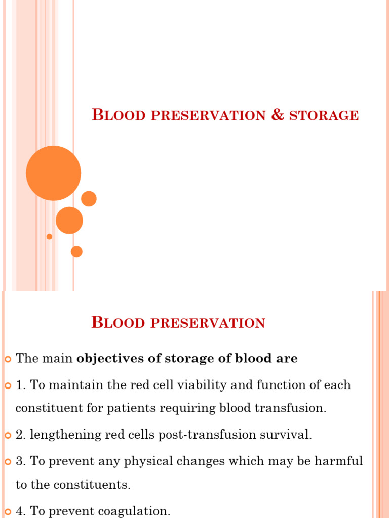 6th Lec. Blood Preservation and Blood Storage | PDF | Red Blood Cell ...