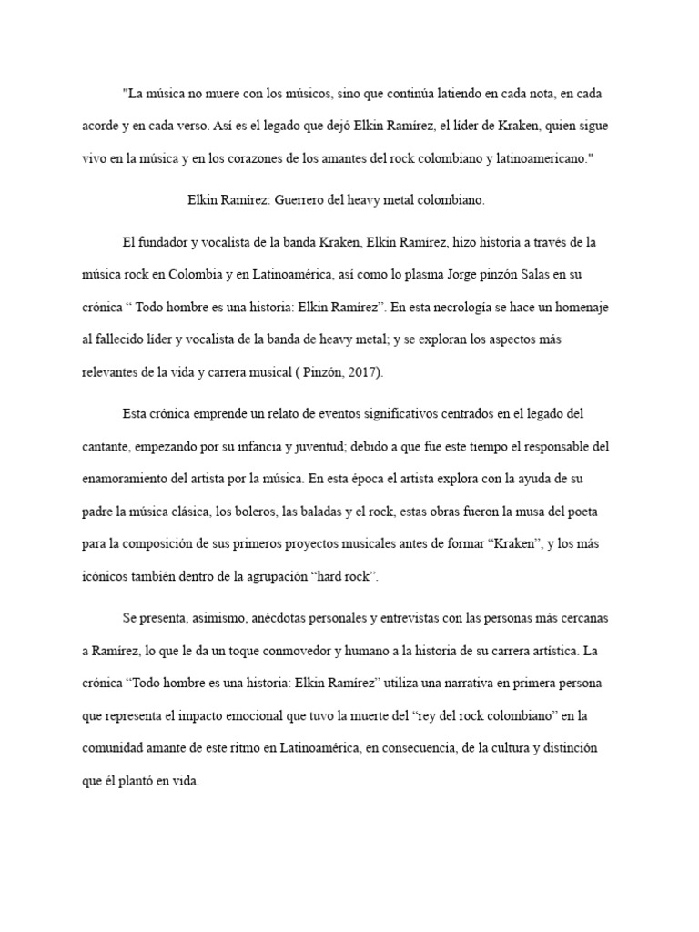 Legado de Elkin Ramírez en el Rock | PDF | Arte