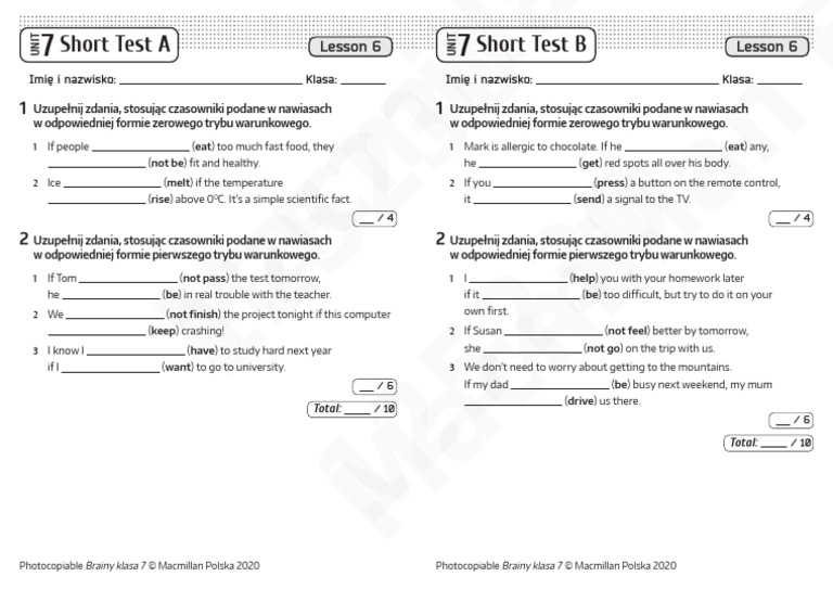 Brainy Kl7 Short Tests Unit 7 Lesson 6 Pdf