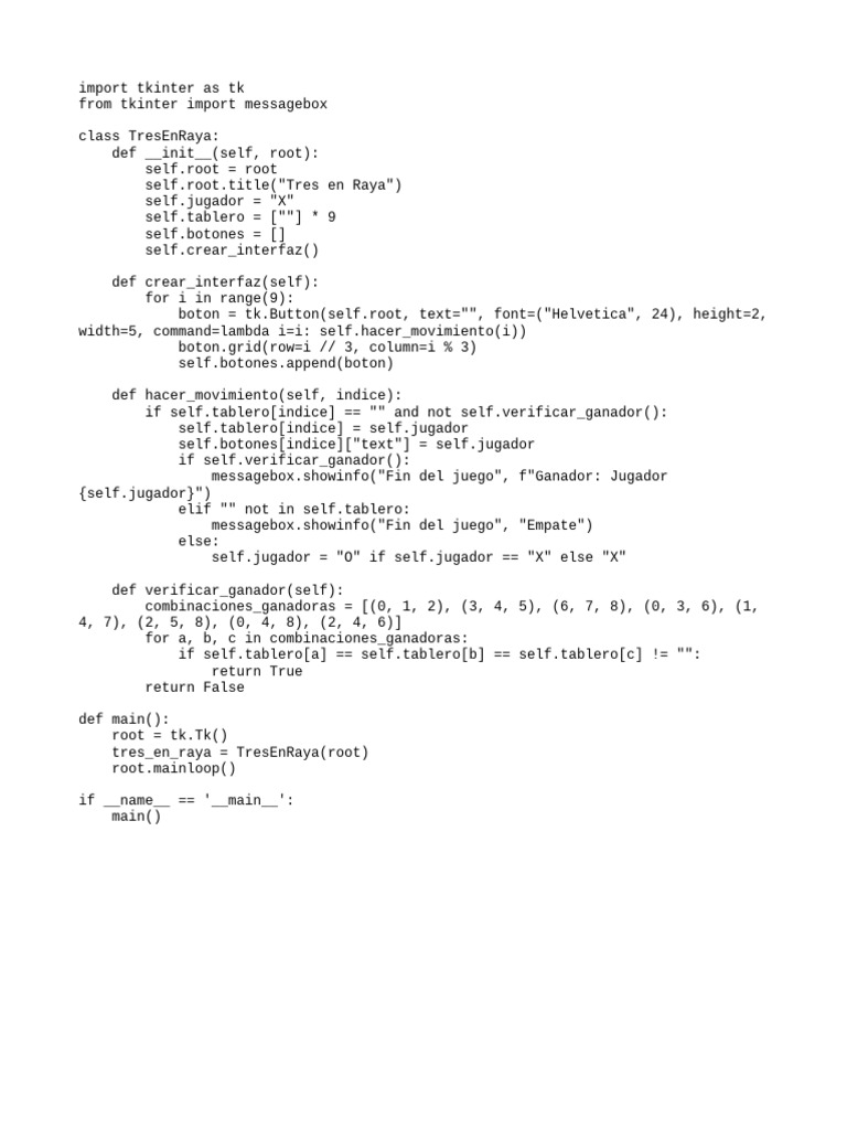 Juego Tres en Raya en Python | PDF