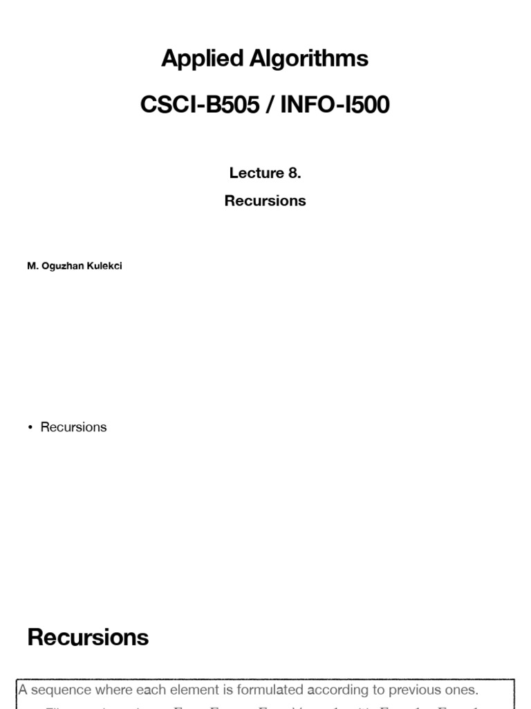 B505 Lec.8 Recursions | PDF | Recursion | Mathematical Logic