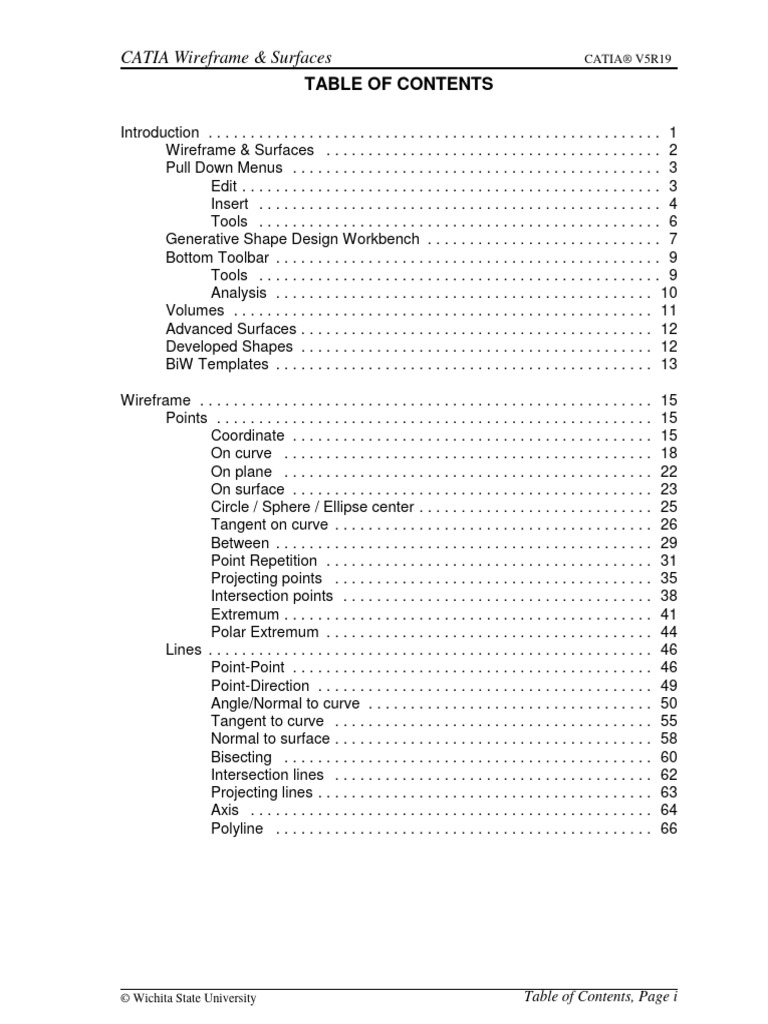 Catia Wireframe & Surfaces Table of Contents | PDF | Sphere ...