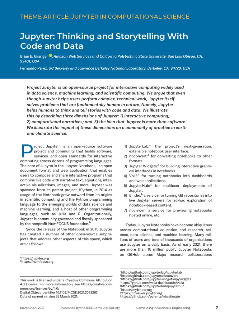 Jupyter Thinking and Storytelling With Code and Data | PDF | Computing | Cloud Computing