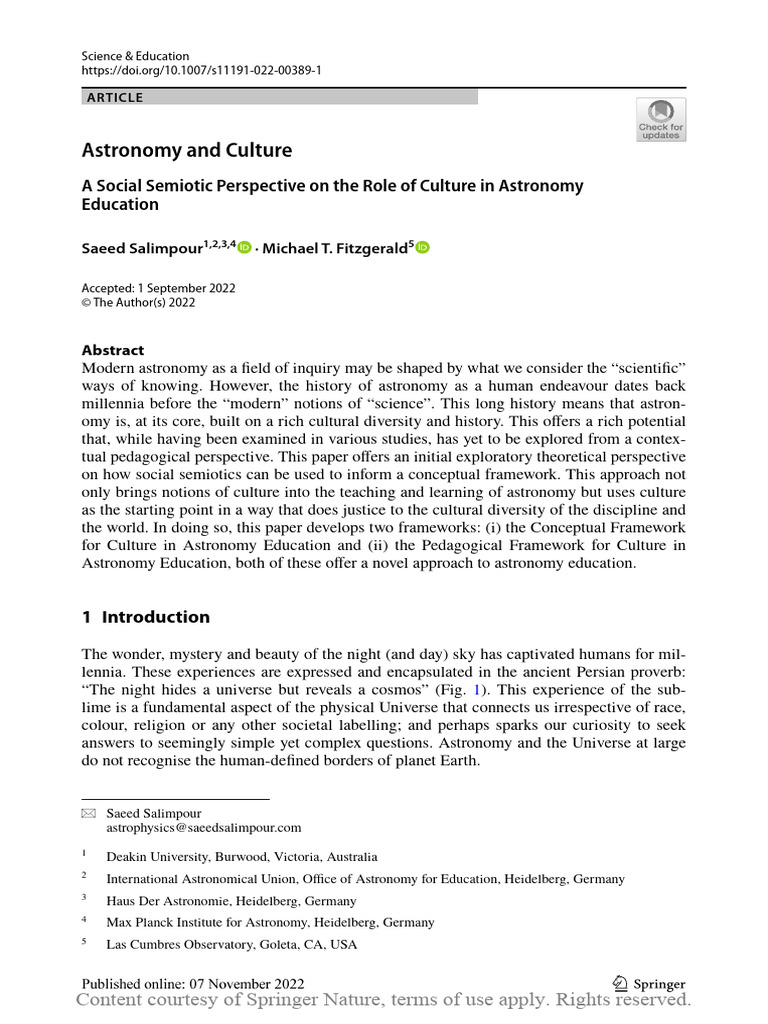 Astronomy and Culture | PDF | Cosmic Microwave Background | Pedagogy