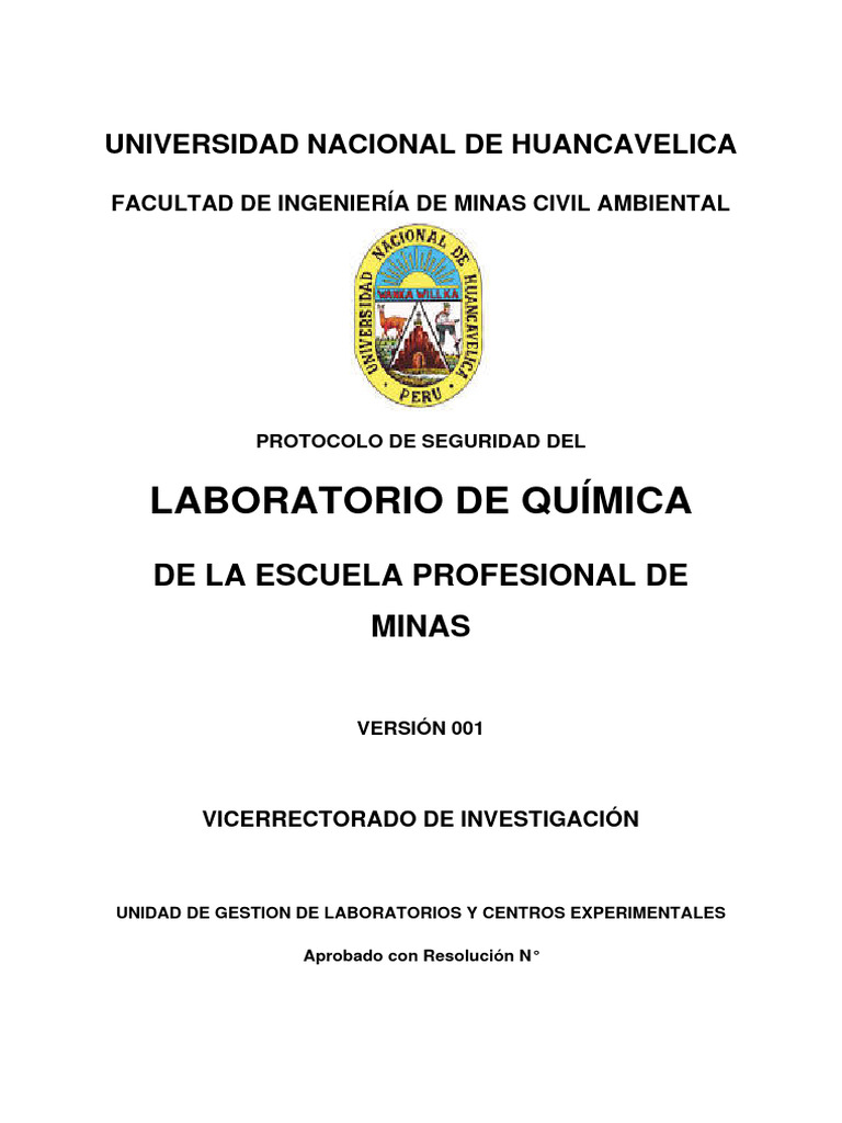Protocolo Seguridad Lab. Química UNH | PDF | Laboratorios | Residuos