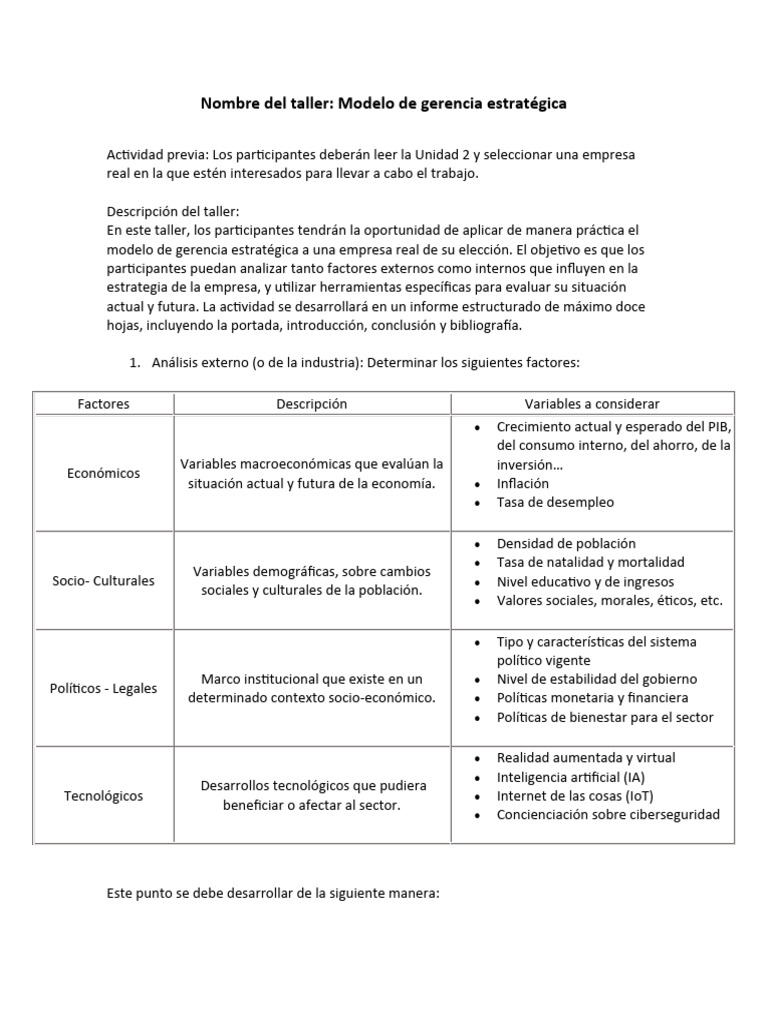 TRABAJO UNIDAD 2 Modelo de Gerencia Estratégica | PDF | Business ...