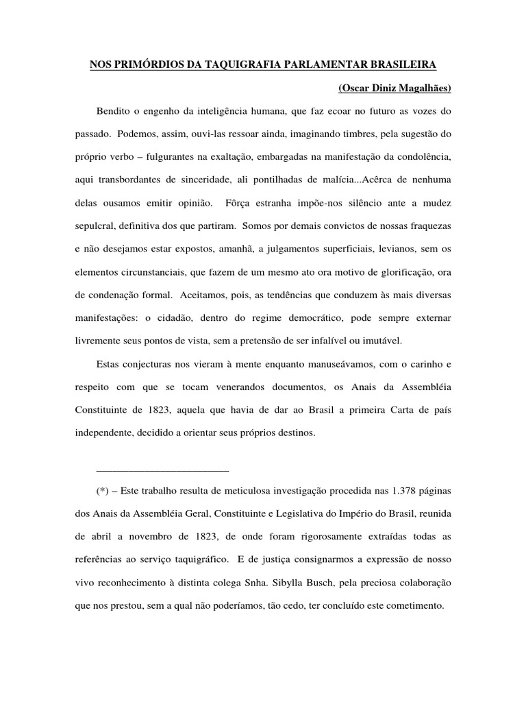 História da Taquigrafia Parlamentar Brasil | PDF | Tempo | Emenda ...