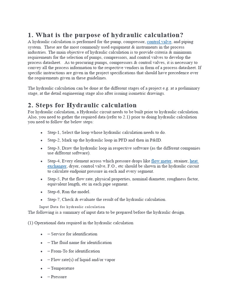 Hydraulic Calculation | PDF | Pump | Fluid Dynamics