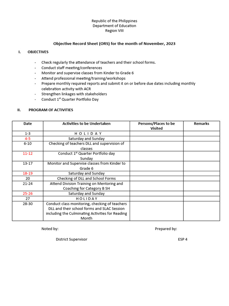 Objective Record Sheet | PDF