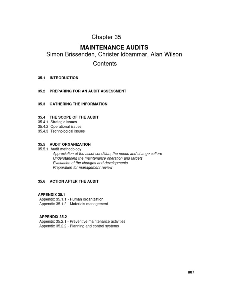 Maintenance Audit Strategies and Practices | PDF | Audit | Performance ...