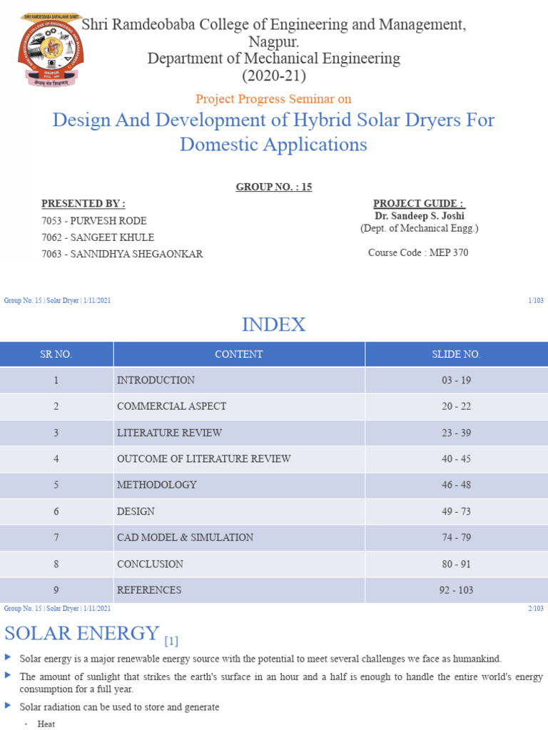 Hybrid Solar Dryer Project Overview | PDF | Solar Energy | Clothes Dryer