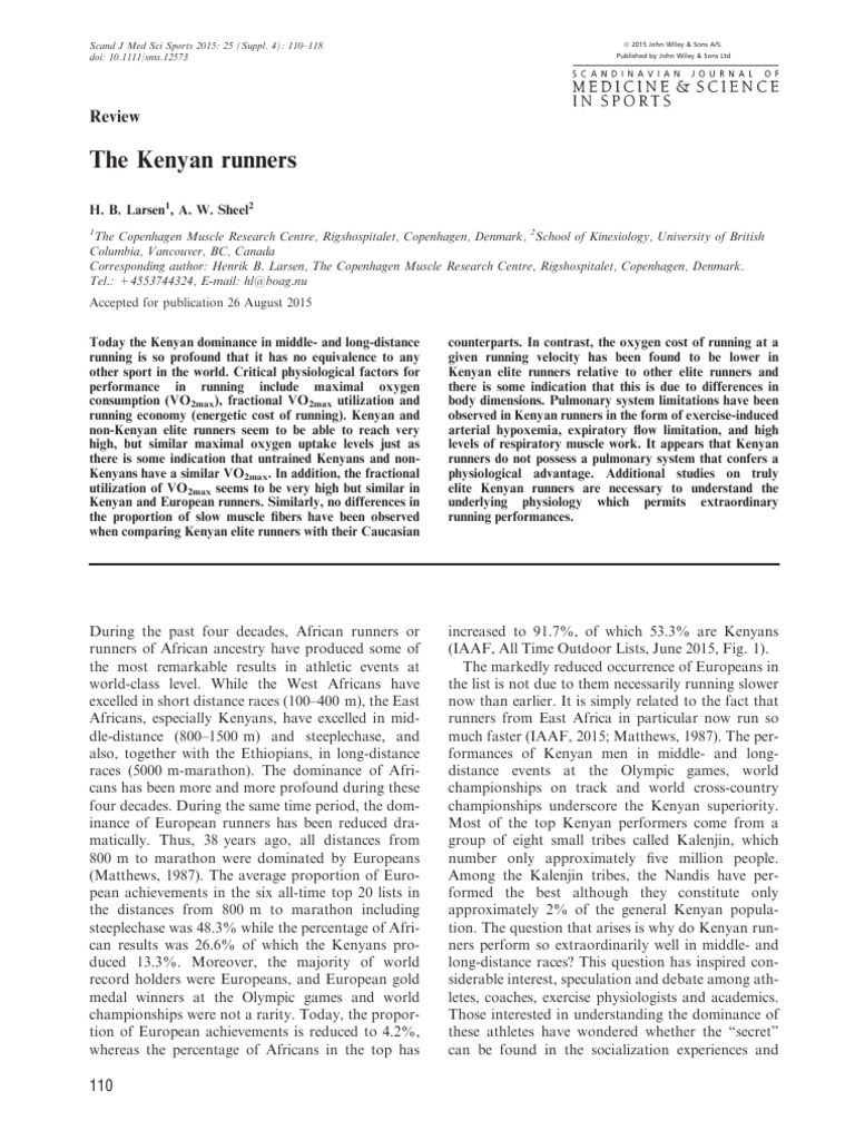 Scandinavian Med Sci Sports - 2015 - Larsen - The Kenyan Runners | PDF ...