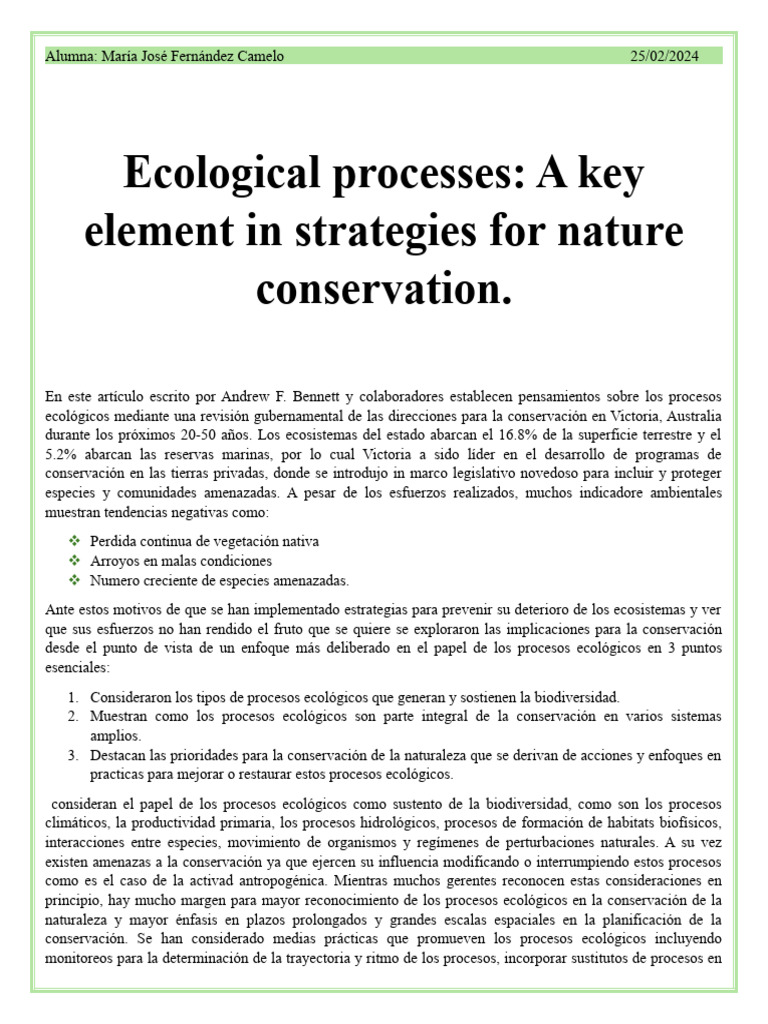 Ecological processes | PDF | Habitat | Ecosistema