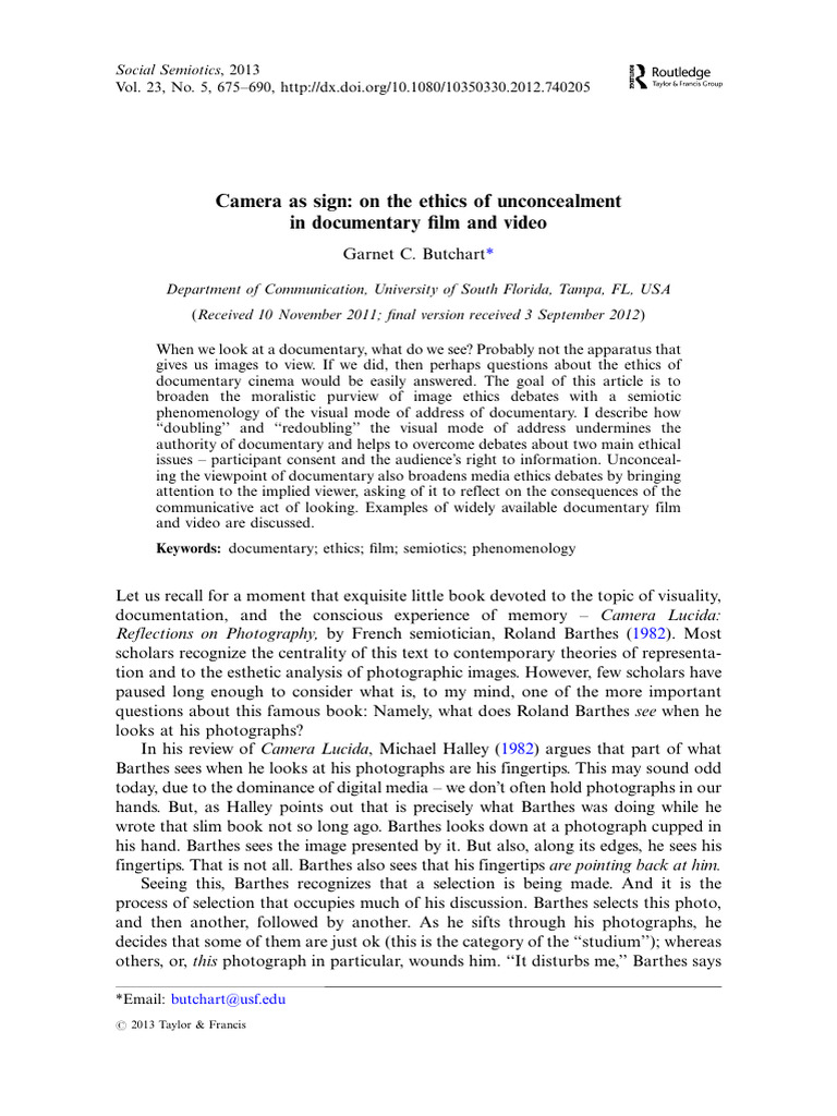 Camera, Ethics, Documentary | PDF | Image | Experience