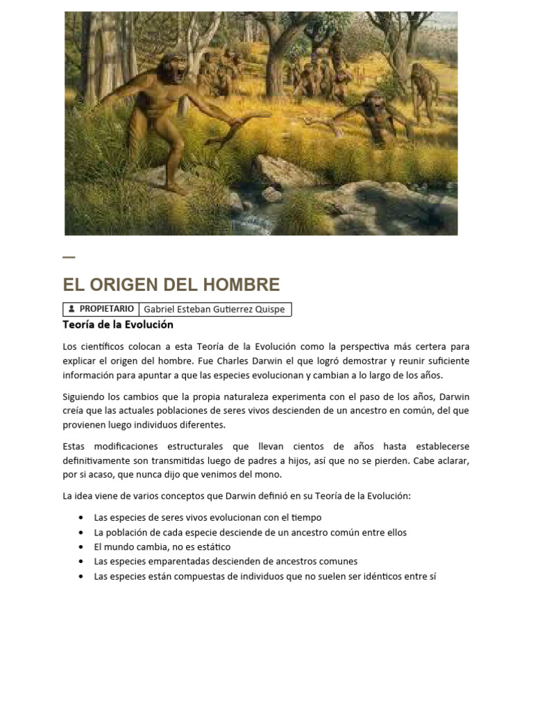 EL ORIGEN DEL HOMBRE | PDF | Evolución | Universo
