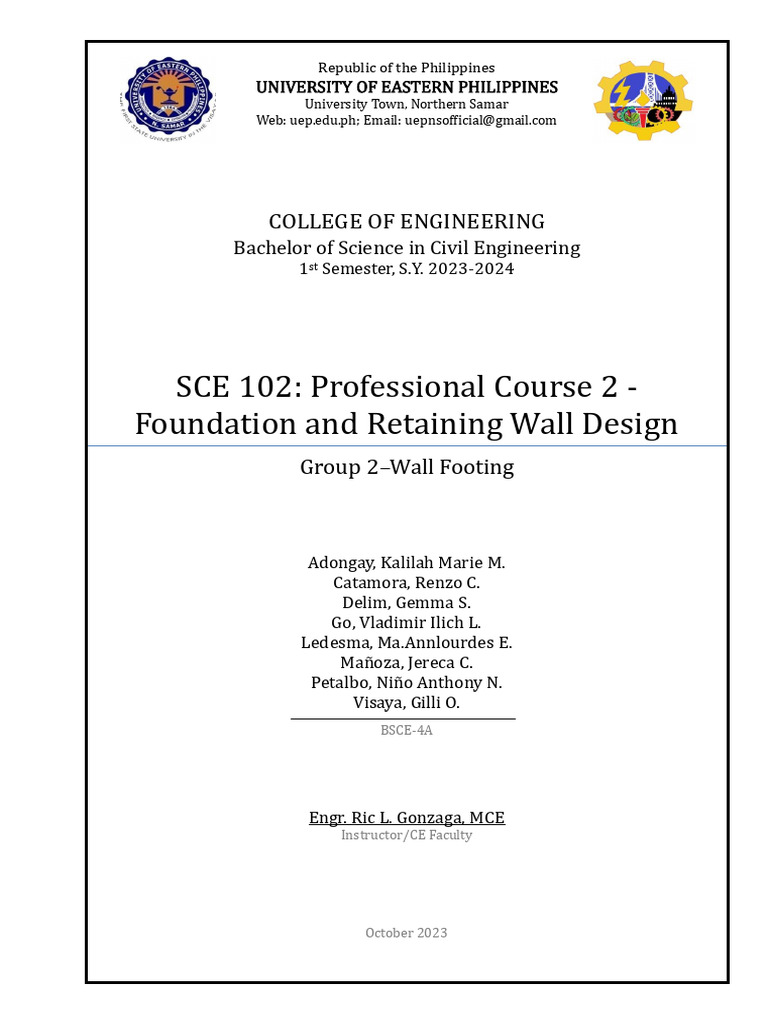SCE-102-Written-Report-Wall-Footing-G2 | PDF | Foundation (Engineering ...