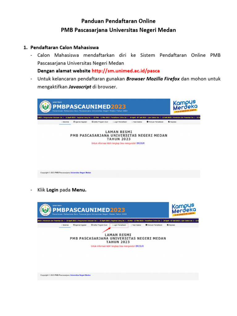 Manual Prosedur PMB Pasca 2023 | PDF