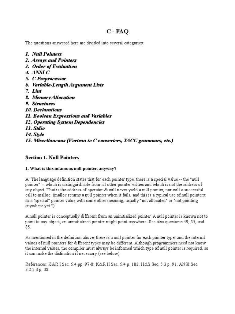 C Faq | PDF | C (Programming Language) | Array Data Structure