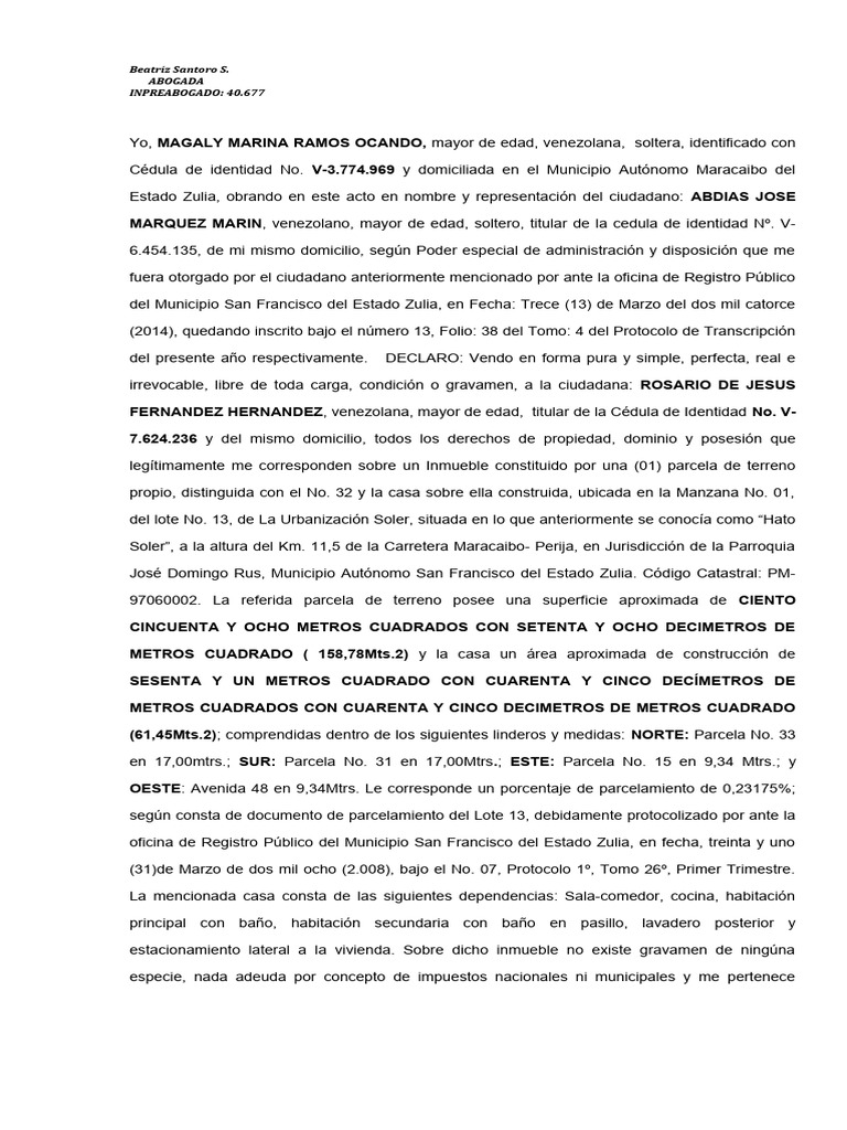 Contrato Compra Venta Con Poder | PDF | Documento de identidad