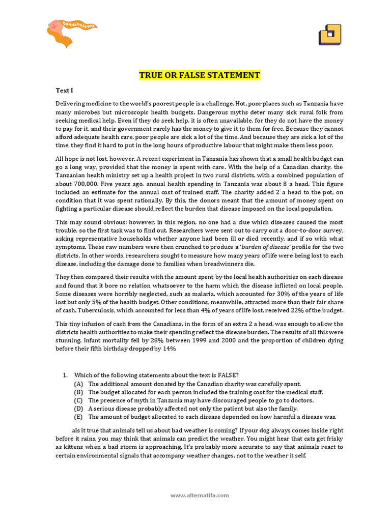 (Soal Materi) True or False Statement Paket 2 | PDF | Gluten ... (Soal Materi) True or False Statement Paket 2 | PDF | Gluten ...
