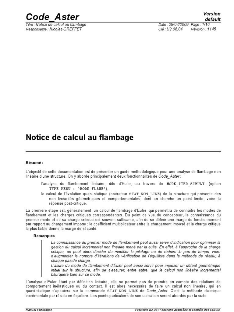 Code Aster | PDF | Flambage | Enseignement des mathématiques
