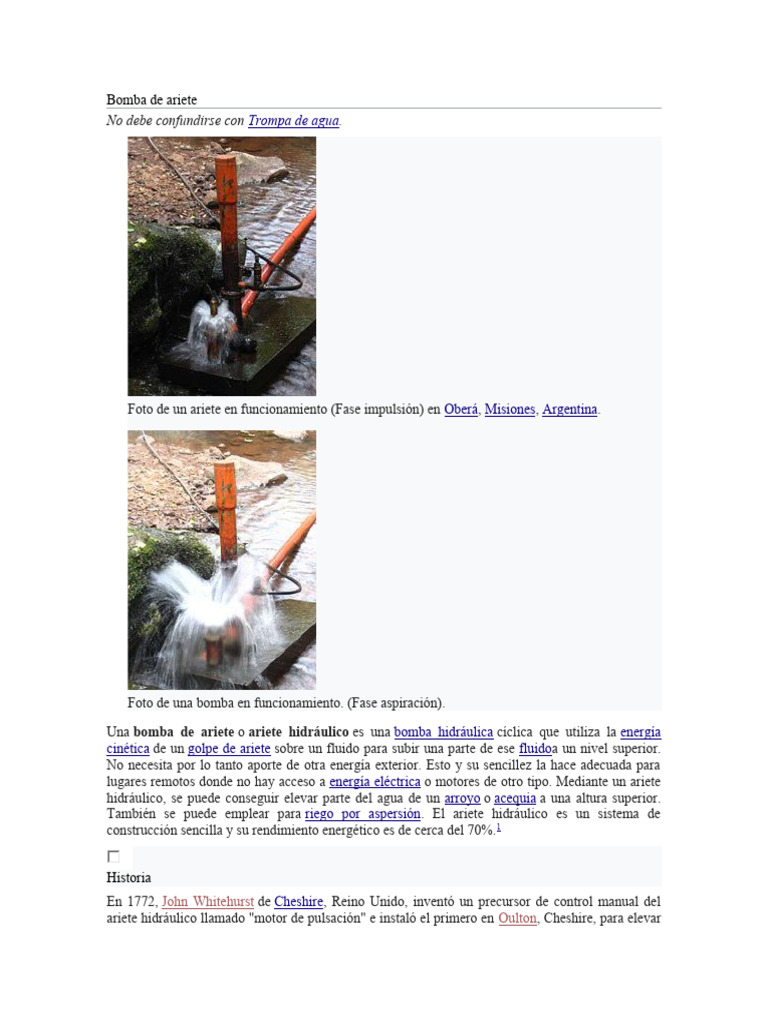 Bomba de Ariete | PDF | Ingeniería mecánica | Hidráulica