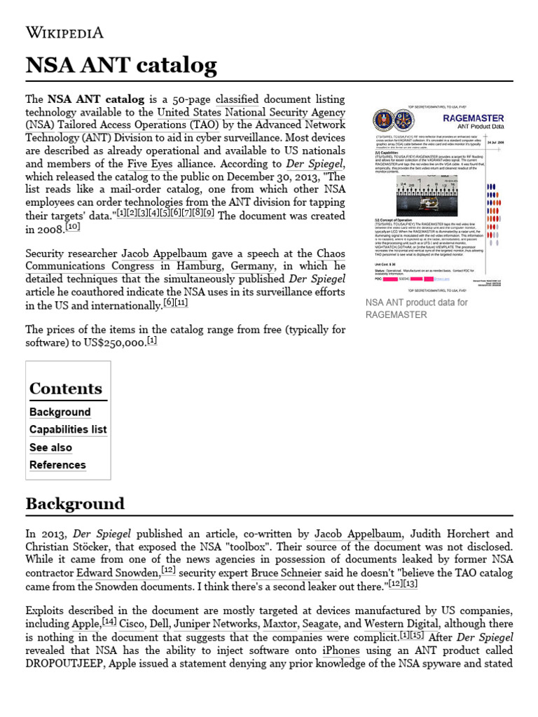 NSA ANT catalog | PDF | Cyberwarfare | Security