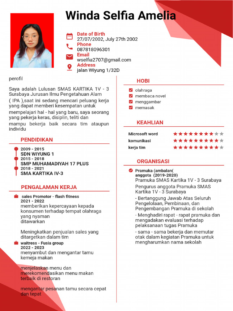 Cv. Winda Selfia Aaa | PDF