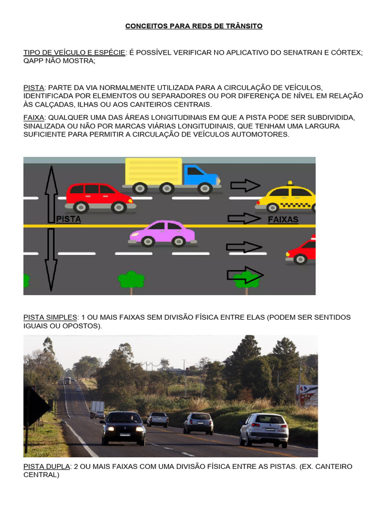 Conceitos de Pistas e Marcas Viárias | PDF