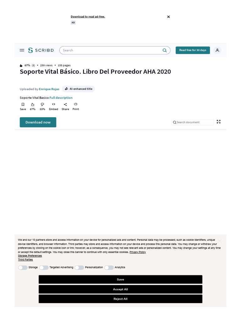 Es Scribd Com Soporte Vital Basico Libro Del Proveedor AHA 2020 | PDF | Http Cookie | Internet ...