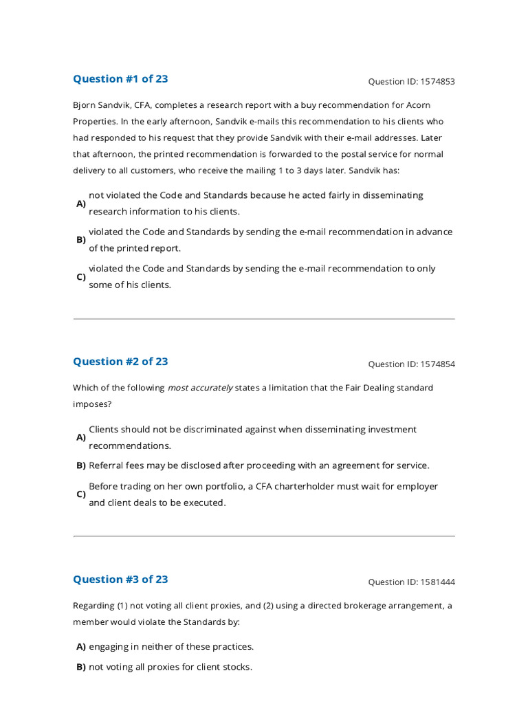 Reading 91.4 Guidance For Standards III (A) and III (B) | PDF | Proxy ...