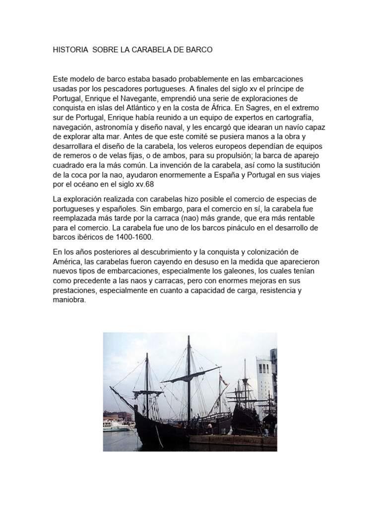 Historia Sobre La Carabela de Barco | PDF | Transporte de agua | Buques