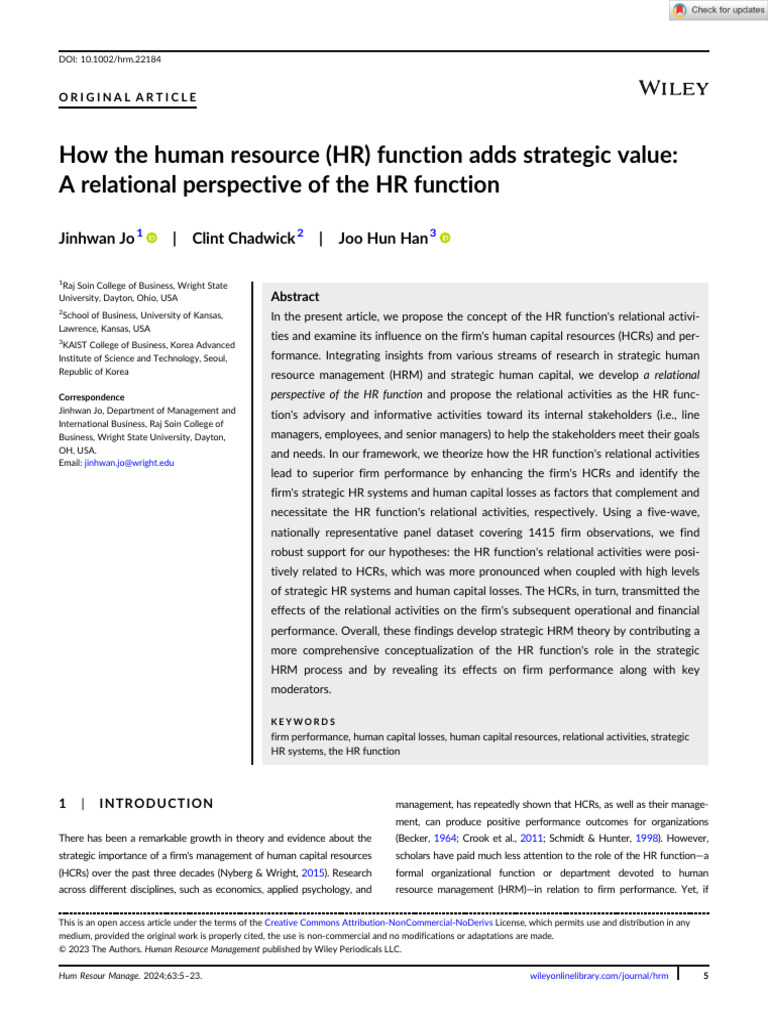 How The Human Resource (HR) Function Adds Strategic Value Tarea 1 | PDF ...