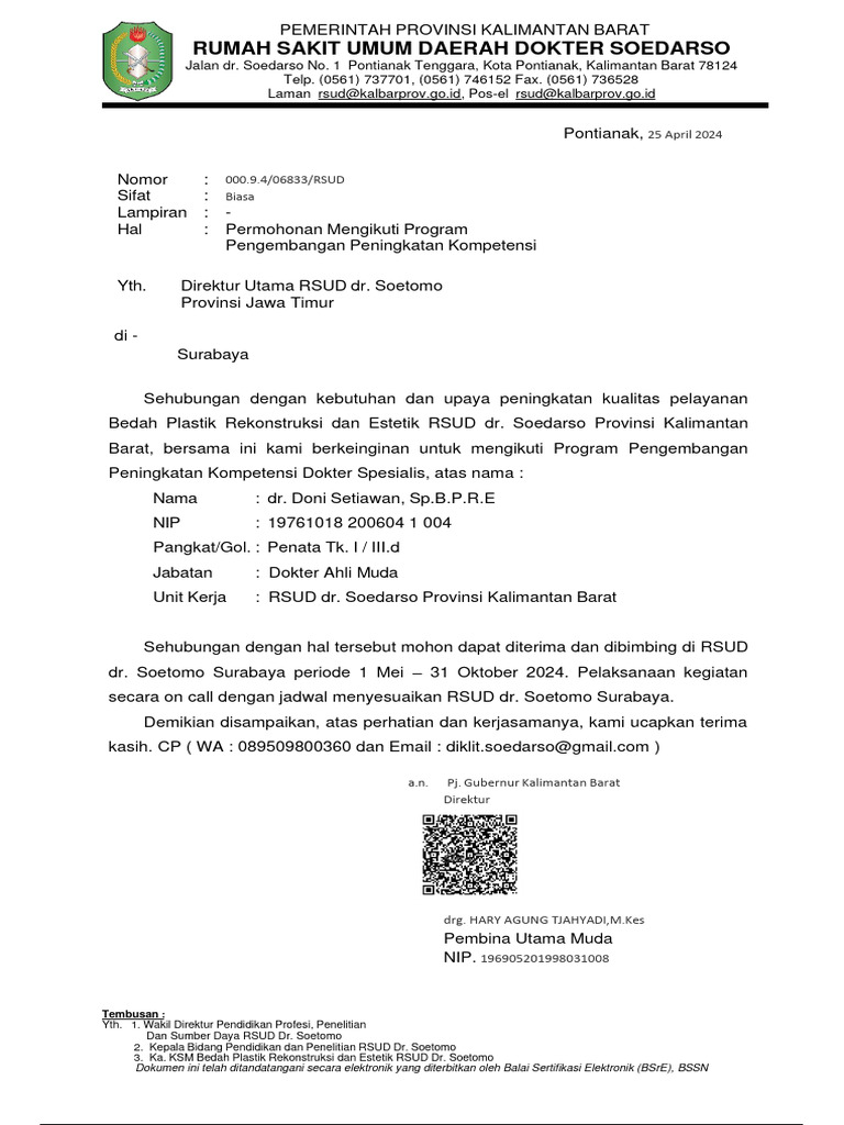 Permohonan Program Kompetensi dr. Doni | PDF